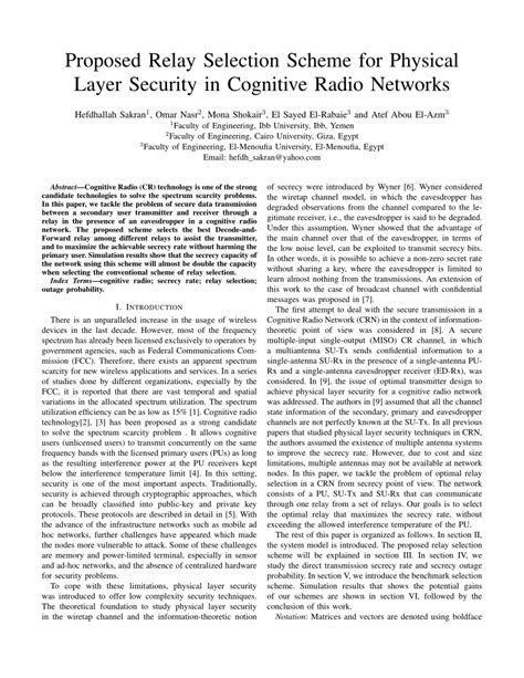 Pdf Proposed Relay Selection Scheme For Physical Layer Security In