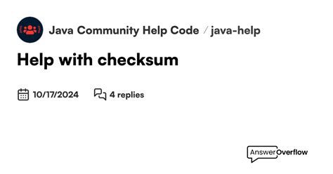 Help With Checksum Java Community Help Code Learn