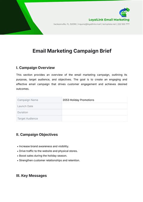 Free Email Marketing Campaign Brief Template To Edit Online