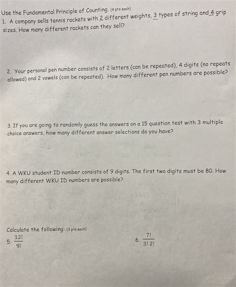 Solved Use The Fundamental Principle Of Counting 4 Pts Chegg Com