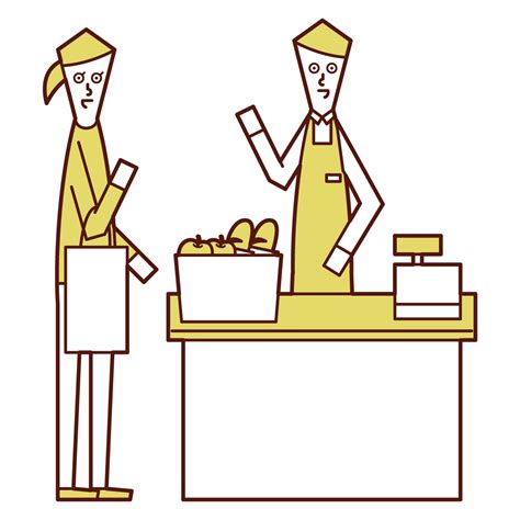 계산대회계를 하는 점원남성의 일러스트 무료 일러스트 소재집 Kukukeke