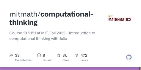 Github Mitmath Computational Thinking Course S At Mit Fall Introduction To