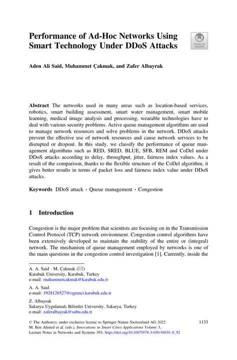 Pdf Performance Of Ad Hoc Networks Using Smart Technology Under Ddos
