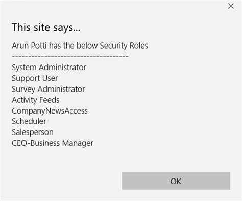 How To Get The Logged In User Security Role Names Using Javascript In Dynamics 365 V9x Arun
