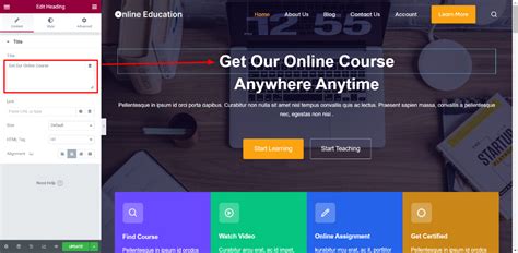 How To Edit Elementor Pages In Online Education Theme Online Education Documentation