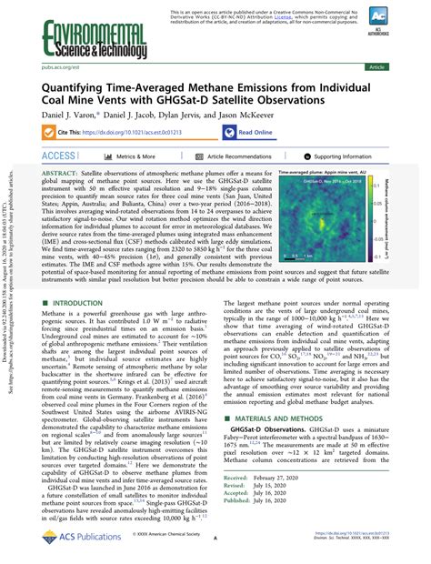 Pdf Quantifying Time Averaged Methane Emissions From Individual Coal Mine Vents With Ghgsat D