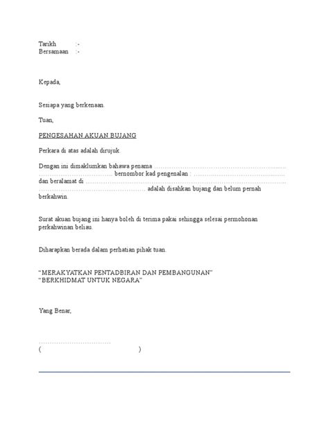 Surat Akuan Bujang Ketua Kampung Pdf