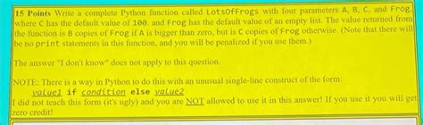 Solved 15 Points Write A Complete Python Function Called