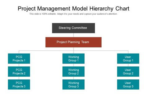 Management Hierarchy Chart Project Management Model Hierarchy Chart Powerpoint Slide