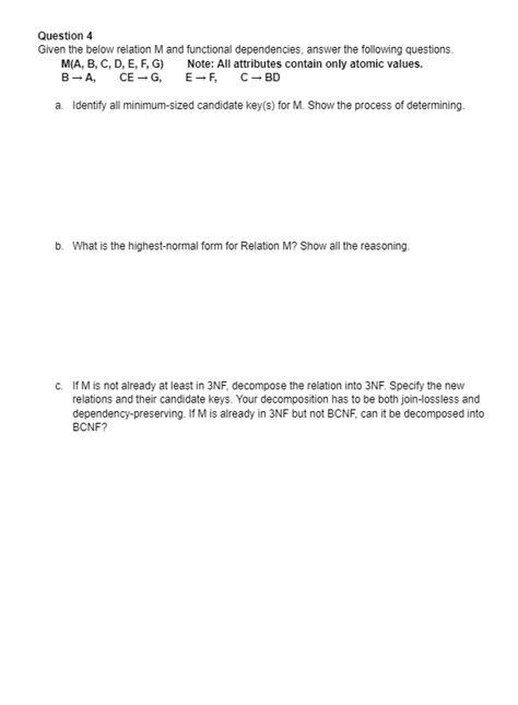 Solved B What Is The Highest Normal Form For Relation M