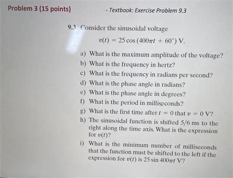 Solved Consider The Sinusoidal Voltage Chegg
