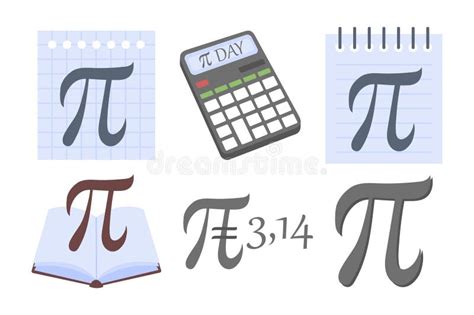 Pi Day Illustrations Set Annual Celebration Mathematical Constant Pi Pi Day International Day