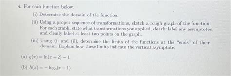 Solved For Each Function Below I Determine The Domain Chegg