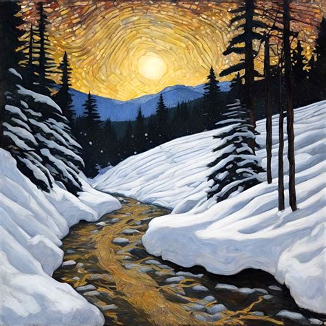 Sunny Day Thaw By Jef Bourgeau Snowy Forest Evening Art Winter