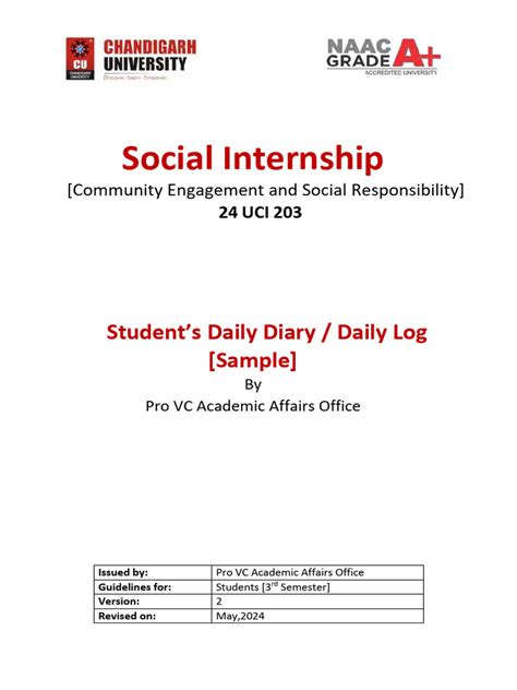 Daily Dairy Format Social Internship V1 17th May 2024 Download Free Pdf Cognition