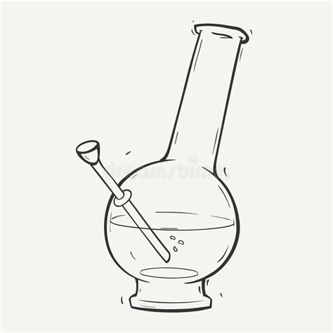Hand Drawn Sketch Of Glass Bong Stock Vector Illustration Of White