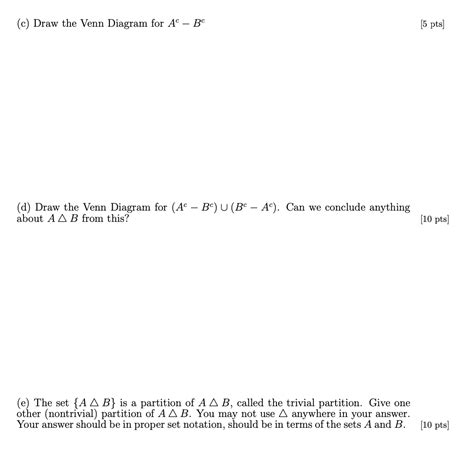 Solved Total Pts Problem Set Operations Venn Chegg