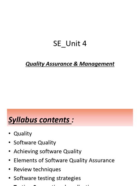 Seunit4 Pdf Quality Assurance Software Quality