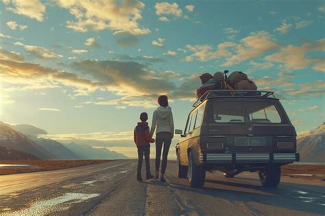 Premium Photo Mother And Son Going On A Road Trip