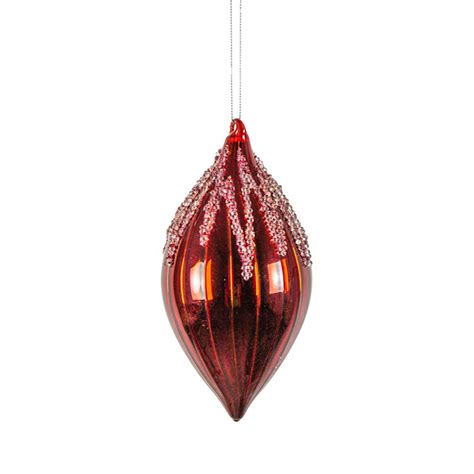 Buy Ruby Drip Beaded Glass Finial 16cm In Australia Real Christmas Trees