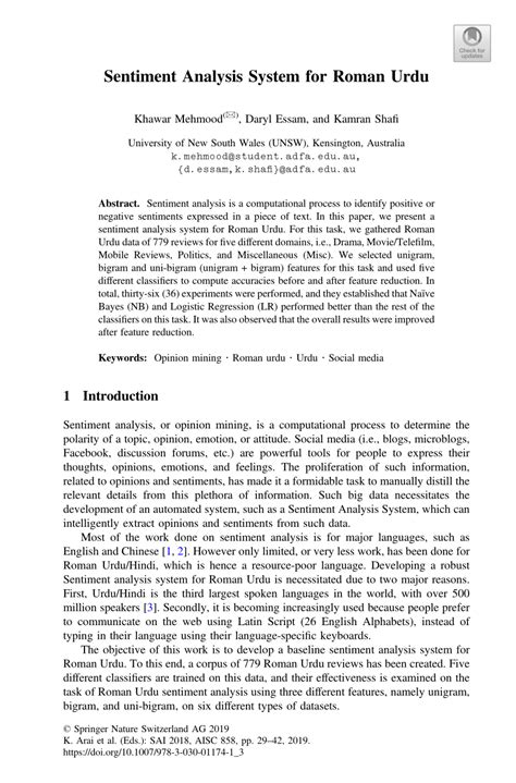 Pdf Sentiment Analysis System For Roman Urdu