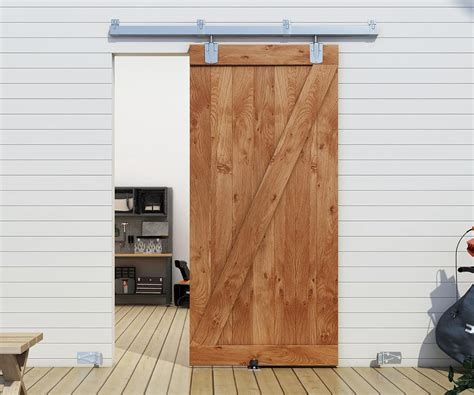 Jubest Box Rail Exterior Barn Door Hardware Kit Heavy Duty Sliding