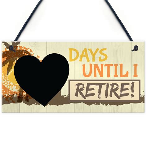 Days Until I Retire Chalkboard Countdown Plaque Retirement Sign Red