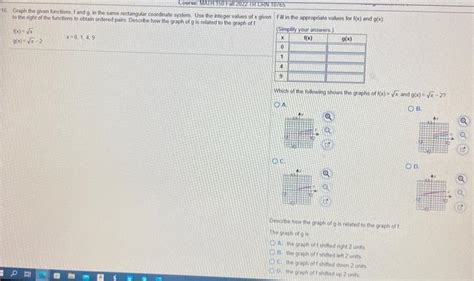 Solved Gr Graph The Given Functions F And G In The Same
