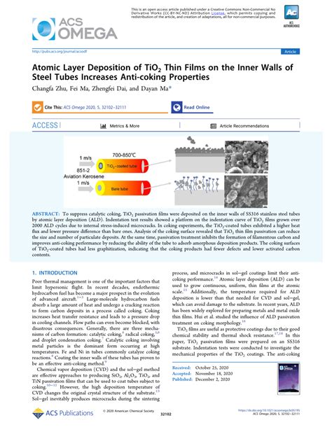 Pdf Atomic Layer Deposition Of Tio 2 Thin Films On The Inner Walls Of