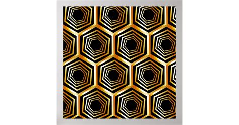 Golden Hexagonal Optical Illusion Poster Zazzle