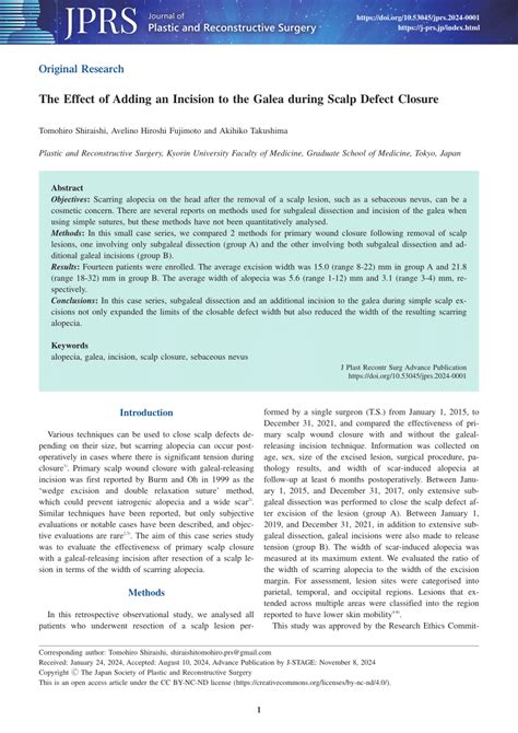 Pdf The Effect Of Adding An Incision To The Galea During Scalp Defect