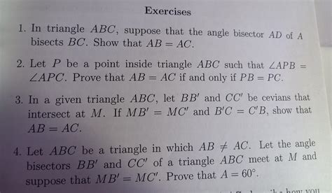Solved 1 In Triangle Abc Suppose That The Angle Bisector