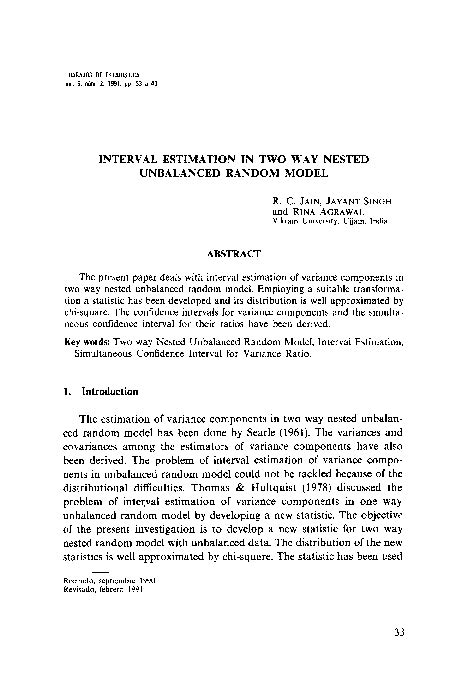 pdf interval estimation in two way nested unbalanced random model