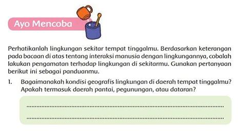 Kunci Jawaban Tema 6 Kelas 5 Halaman 29 30 Kondisi Geografis Lingkungan Sekitar Halaman All