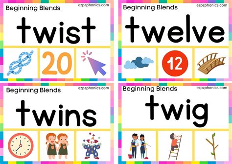 Tw Beginning Blends Clip Cards Read The Words And Clip The Correct