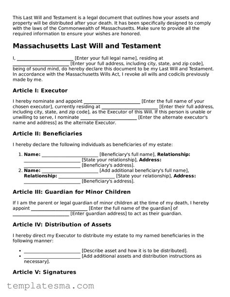Free Massachusetts Last Will And Testament Template ⋆ All Massachusetts