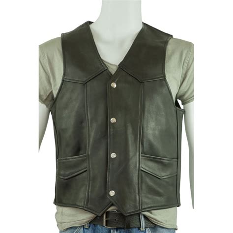 Osx Men Black Classic Sleeveless Osx Biker Leather Waistcoat Jacket