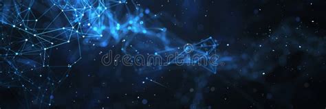 Abstract High Tech Blue Glowing Lines With Dots And Plexus Triangles Abstract Background Stock