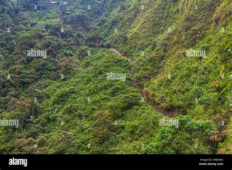Steep Trail To Tappiya Falls Near Batad Village Luzon Island