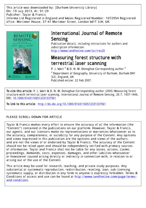 Pdf Measuring Forest Structure With Terrestrial Laser Scanning
