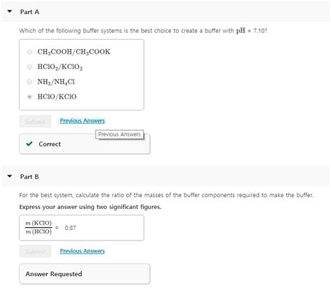 solved part a which of the following buffer systems is the