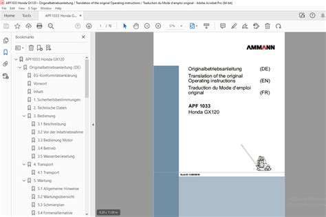 Ammann Apf 1033 Honda Gx120 Operation Manual 2 00002036 Pdf