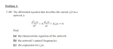 Solved The Differential Equation That Describes The Current