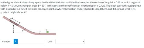 Solved In The Figure A Block Slides Along A Path That Is Chegg