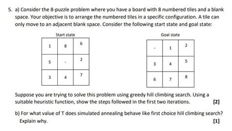 solved 5 a consider the 8 puzzle problem where you have a