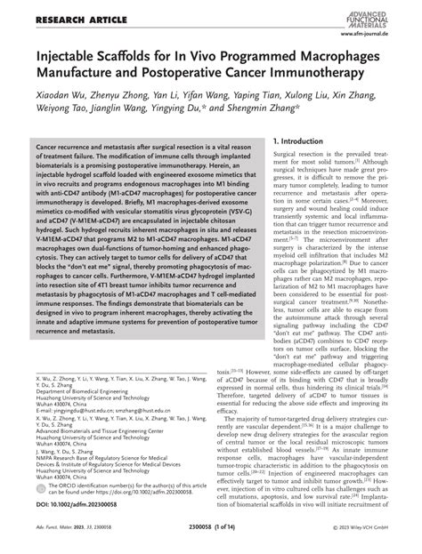 Injectable Scaffolds For In Vivo Programmed Macrophages Manufacture And