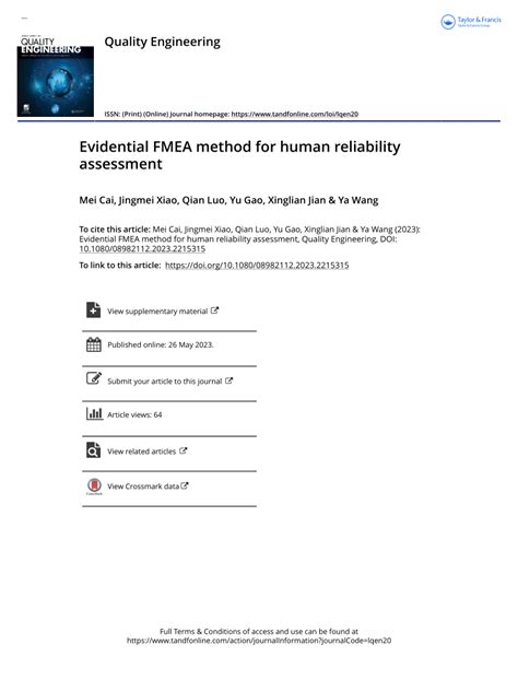 Pdf Evidential Fmea Method For Human Reliability Assessment