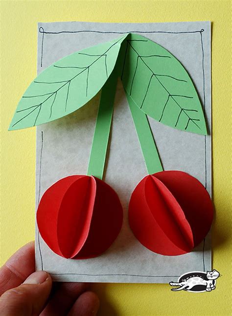 Аппликация Фрукты и Ягоды из бумаги Объемная аппликация из бумаги для детей Crafts Preschool