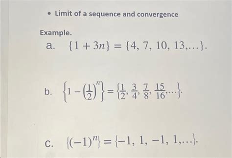 solved limit of a sequence and convergence example a b