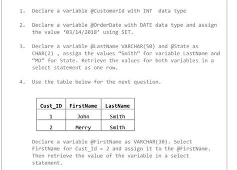 5 declare two variables firstname and lastname
